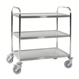 Rustfritt trillebord | 910 x 590 | 3 hyller | Trallefabrikken.no