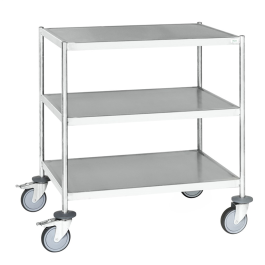 Rustfritt helsveiset trillebord, 3 hyller | Trallefabrikken.no